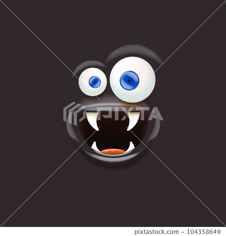 Vector funny orange monster face with open... - Stock Illustration ...