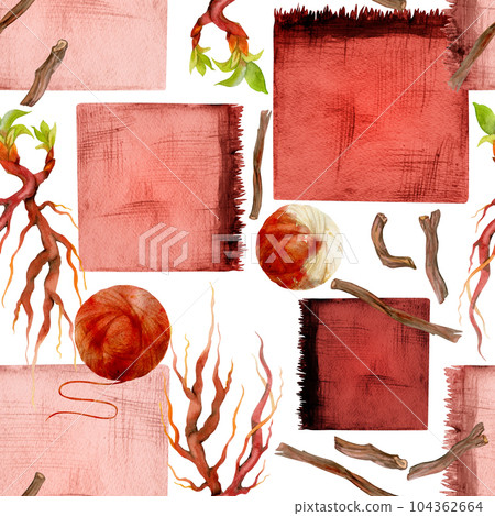 Hand drawn watercolor madder root coloring... - Stock Illustration ...