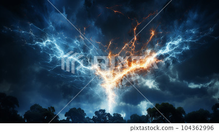 Lightning strike, thunderbolt (generative ai) - Stock Illustration ...