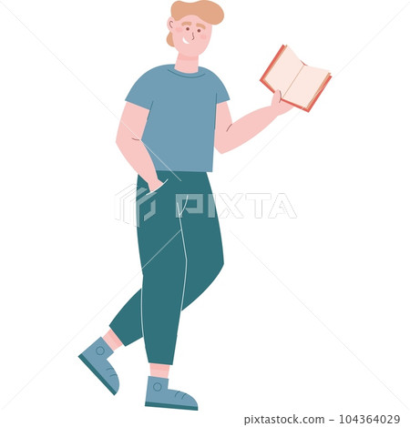 Man walking and reading book vector icon-插圖素材 [104364029] - PIXTA圖庫