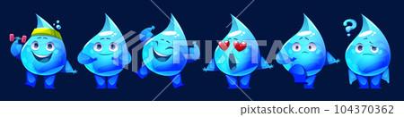 Set of water drop mascots with different emotions - Stock Illustration ...