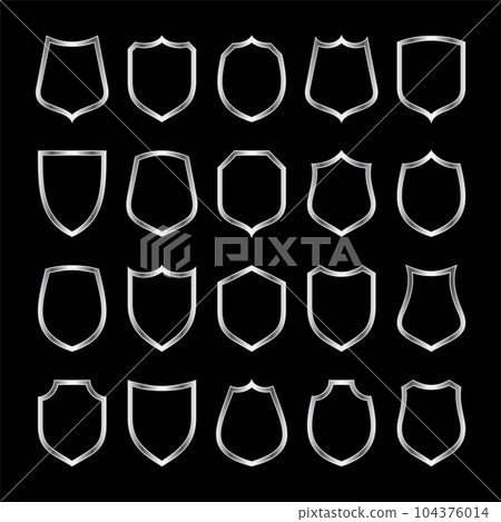 Set of metal vintage shield frames. Shiny... - Stock Illustration ...