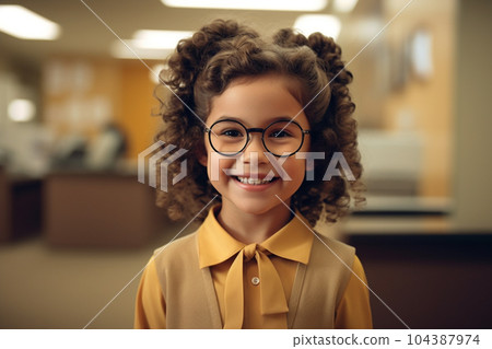 Happy girl in Customer Service Representative... - Stock Illustration ...