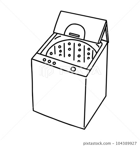 Vertical washing machine/line drawing - Stock Illustration [104389927 ...