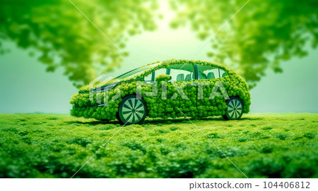 modern electric car concept using green natural... - Stock Illustration ...