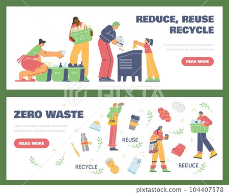Vector isolated banners set of reduce, reuse,... - Stock Illustration ...