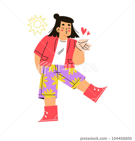 Cute Emotional Girl Child Feeling Love with... - Stock Illustration ...