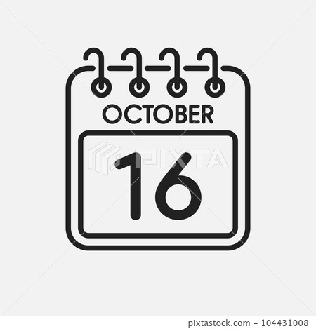 Icon page calendar day - 16 October - Stock Illustration [104431008 ...