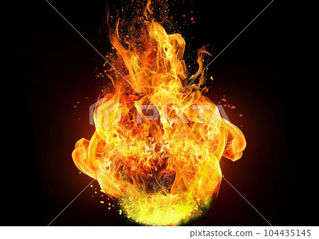 3d illustration of burning fireball - Stock Illustration [104435145 ...