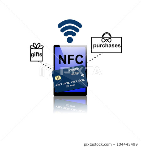 Infographics with phone and NFC. Mobile phone,... - Stock Illustration ...