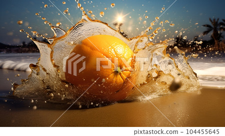 Orange on water splashes , at summer on ocean... - Stock Illustration ...