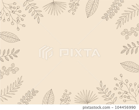 Pen drawing autumn leaf frame vector illustration - Stock Illustration ...