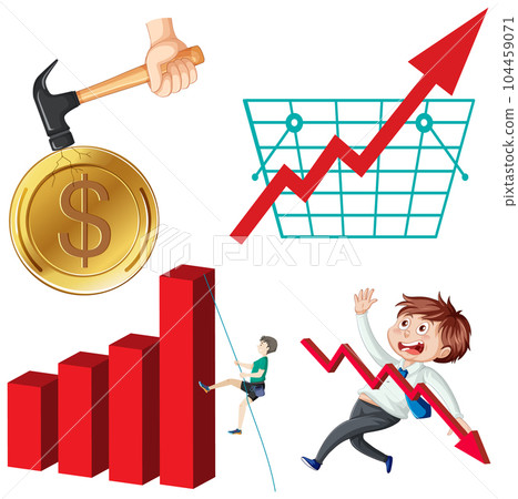 Set of inflation and economic recession crisis - Stock Illustration ...