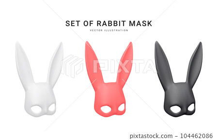 Set of 3d realistic rabbit mask isolated on... - Stock Illustration ...