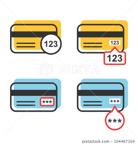 Credit card icon in flat style. CVV... - Stock Illustration [104467104 ...