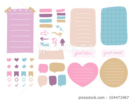 Collection of various colorful paper notes.... - Stock Illustration ...