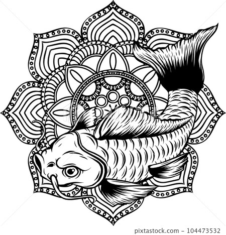 vector illustration of outline Carp fish design-插圖素材 [104473532] - PIXTA圖庫