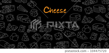Cheese shop horizontal banner. Cheese menu... - Stock Illustration ...