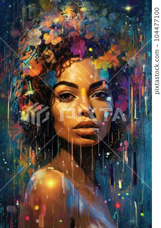 Portrait of a beautiful woman vivid colors - Stock Illustration ...