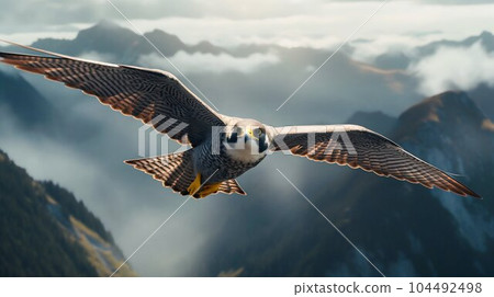 Peregrine Falcon Soaring Through the Sky.... - Stock Illustration ...