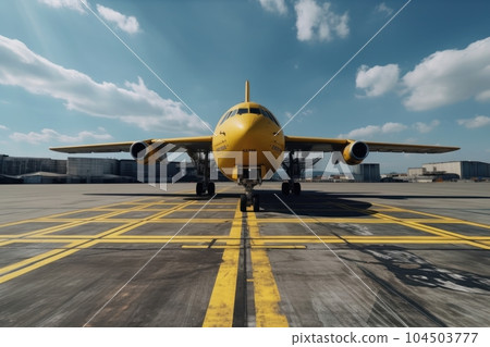 Front view of a modern civil aircraft on the... - Stock Illustration ...
