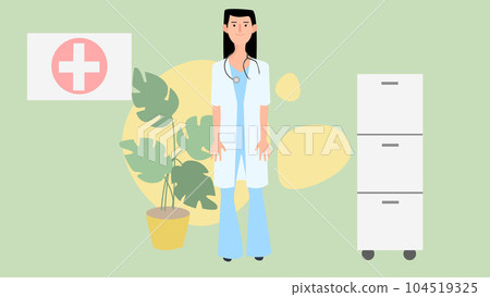 2D vector illustration of female doctor with... - Stock Illustration ...