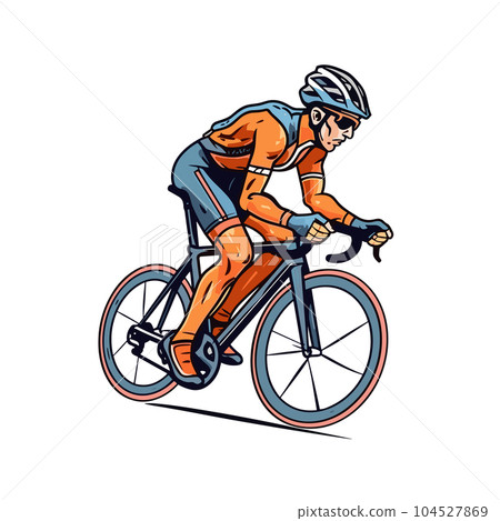 Road cyclist hand-drawn illustration. Cyclist.... - Stock Illustration ...