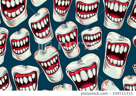Creepy mouths with teeth - Stock Illustration [104531331] - PIXTA