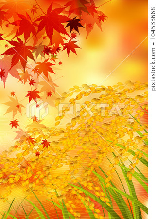 Rice rice plant autumn landscape background - Stock Illustration ...