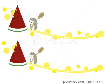 Watermelon and hedgehog and chick line template - Stock Illustration ...