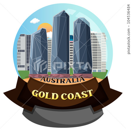 Gold Coast Australia Building Landmark - Stock Illustration [104536484 ...