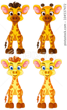 Giraffe Cartoon Character Vector - Stock Illustration [104537472] - PIXTA