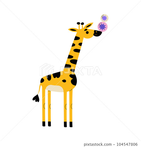 Circus Giraffe Animal Standing and Balancing... - Stock Illustration ...
