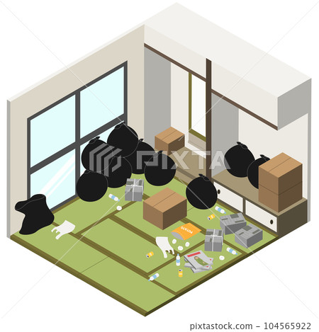 Japanese room full of garbage - Stock Illustration [104565922] - PIXTA
