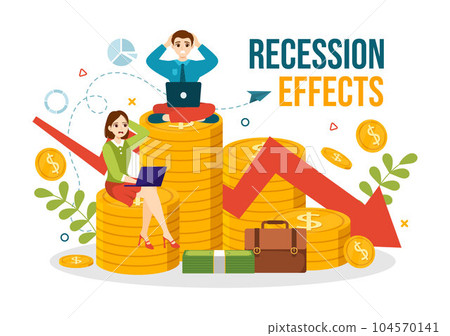 Recession Effects Vector Illustration with... - Stock Illustration ...