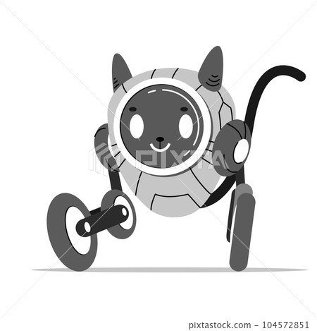 Cute wheeled electronic autonomous pet cat... - Stock Illustration ...