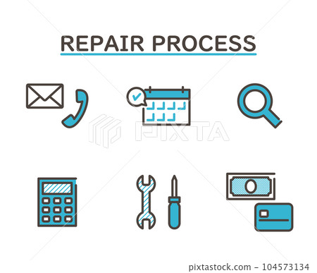 Work, construction, repair flow, flow icon... - Stock Illustration ...