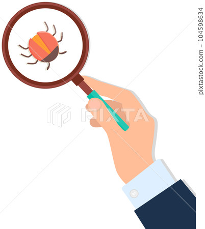 Computer bug in magnifier. Sign for mobile... - Stock Illustration ...