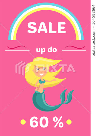 Summer sale with mermaid at sea. Advertising... - Stock Illustration ...