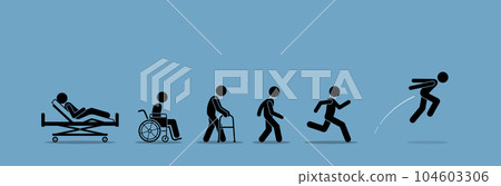 A sick injured person recover and regain his... - Stock Illustration ...