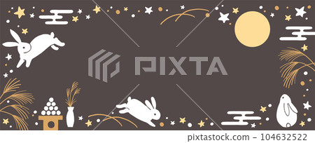 Illustration frame of rabbit in the full moon - Stock Illustration ...