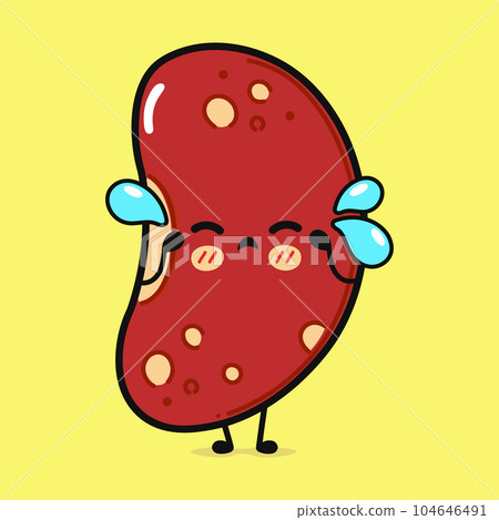 Crying red Bean character. Vector hand drawn... - Stock Illustration ...