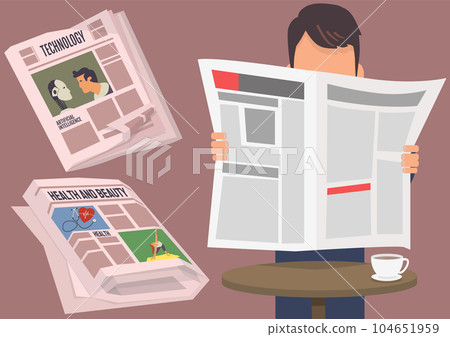 People read vintage newspaper. News articles... - Stock Illustration ...