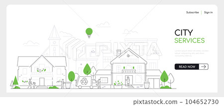 City services - modern thin line design style... - Stock Illustration ...