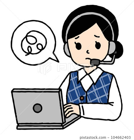 Call center woman is confused - Stock Illustration [104662403] - PIXTA