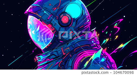 hand drawn cartoon beautiful spaceman illustration - Stock Illustration [104670098] - PIXTA
