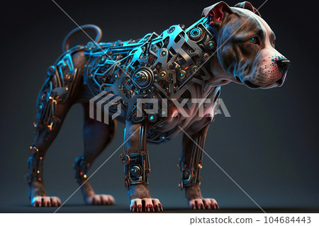 Biomechanical pitbull dog. Generative AI - Stock Illustration ...