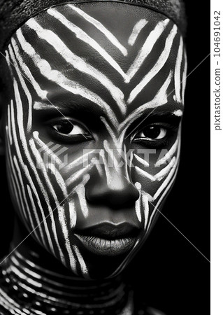 Black and white photo of woman with zebra... - Stock Illustration ...