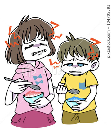 Children who eat shaved ice and have a sharp head - Stock Illustration [104705393] - PIXTA