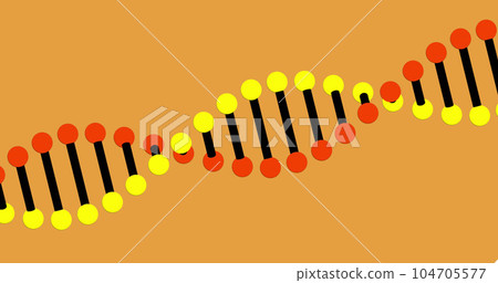 Composite of dna strand on orange background - Stock Illustration ...